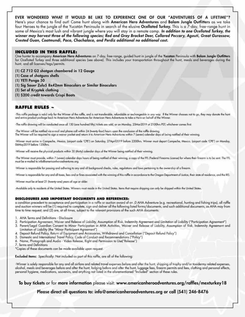 Raffle Rules - American Hero Adventures